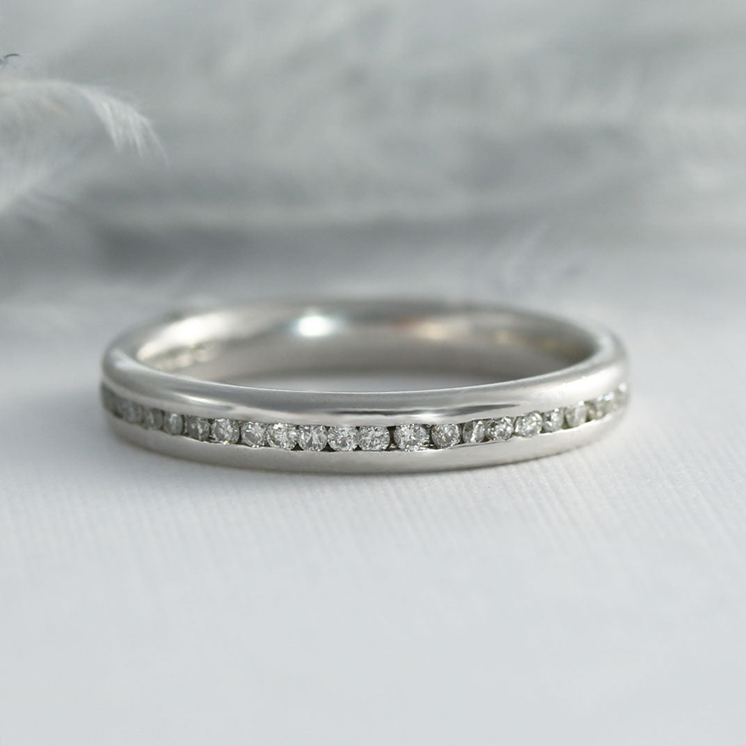 Pre Owned 18ct White Gold Full Diamond Set Eternity Ring or Wedding Ba ...